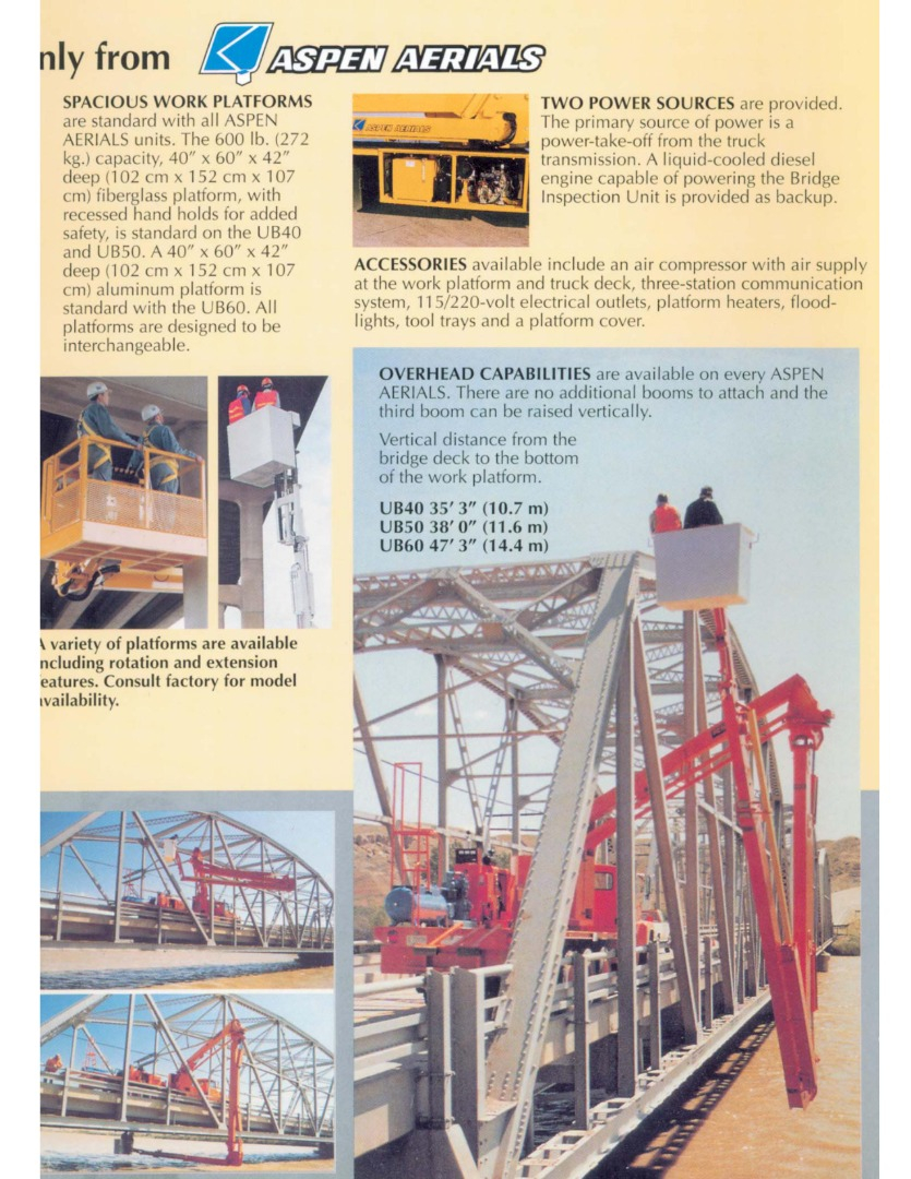 Aspen Aerials UB60 Bridge Inspection Lift Inquire Quality Cranes ...